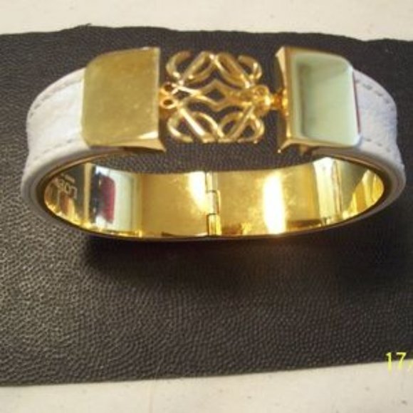 Loewe | Jewelry | Loewe Gorgeous Leather Gold Bangle Bracelet | Poshmark